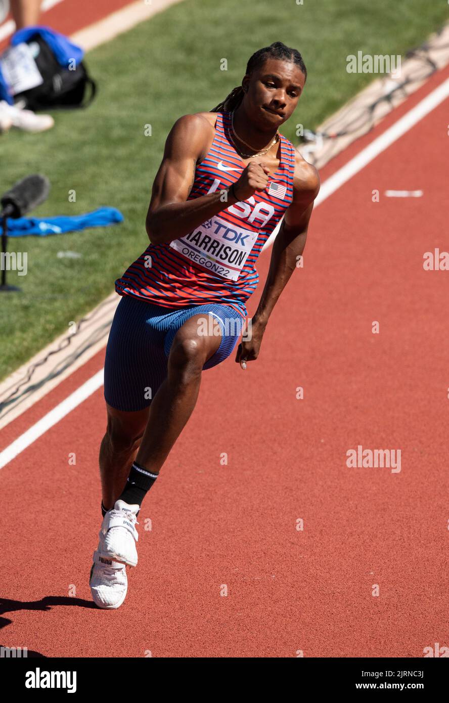 JuVaughn Harrison of the USA competing in the men’s high jump heats at ...