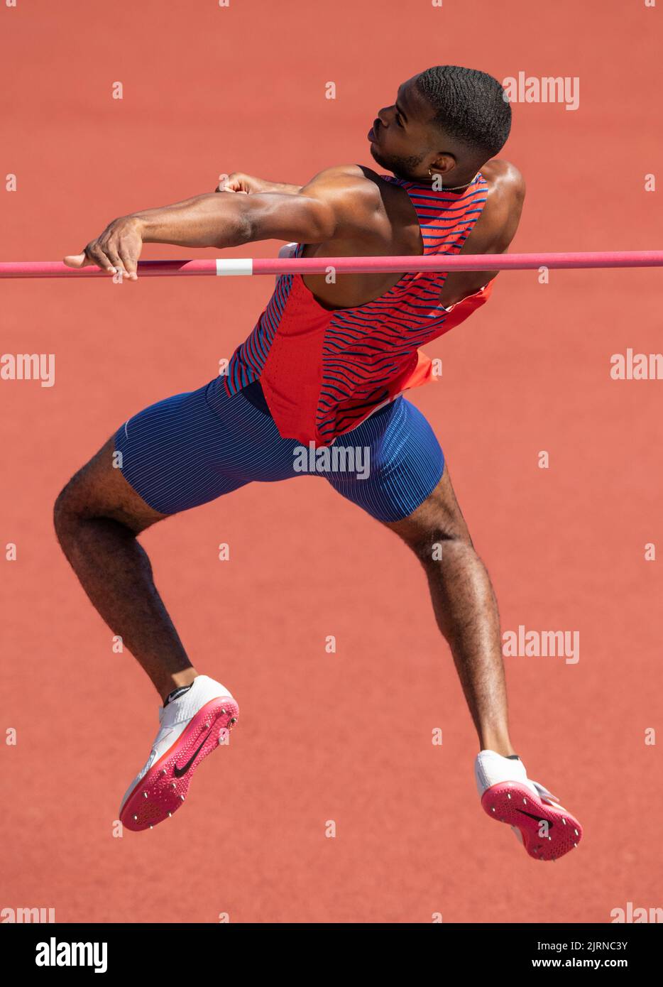 JuVaughn Harrison of the USA competing in the men’s high jump heats at ...