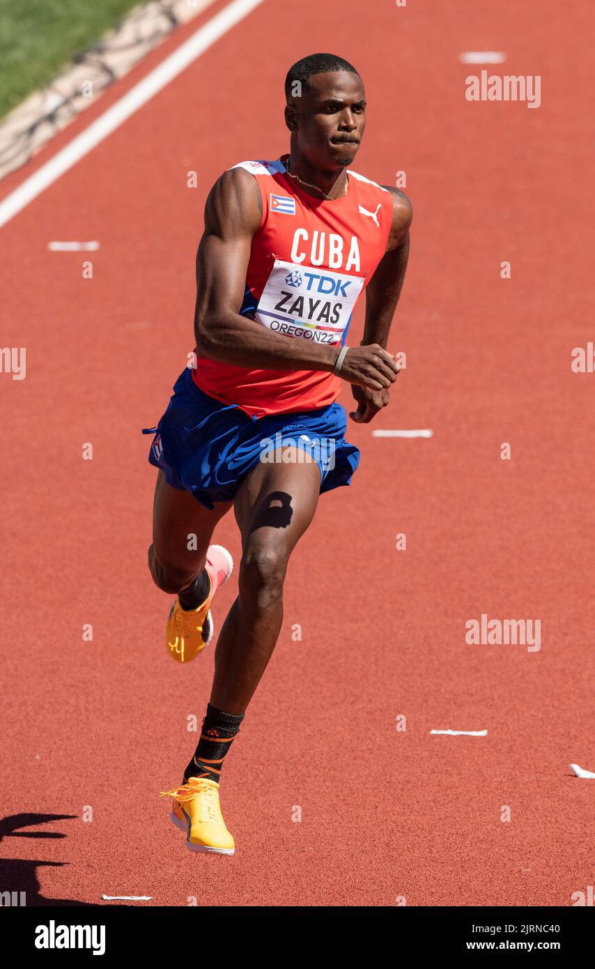 Luis Enrique Zayas of Cuba competing in the men’s high jump heats at ...