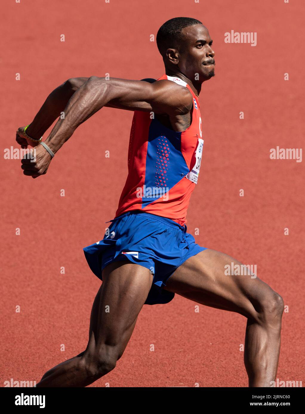 Luis Enrique Zayas of Cuba competing in the men’s high jump heats at ...