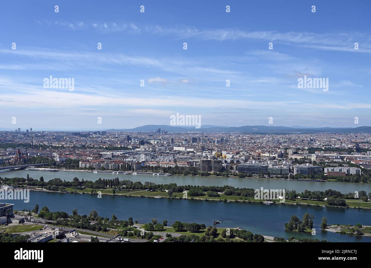 Danube river and Vienna cityscape Stock Photo - Alamy