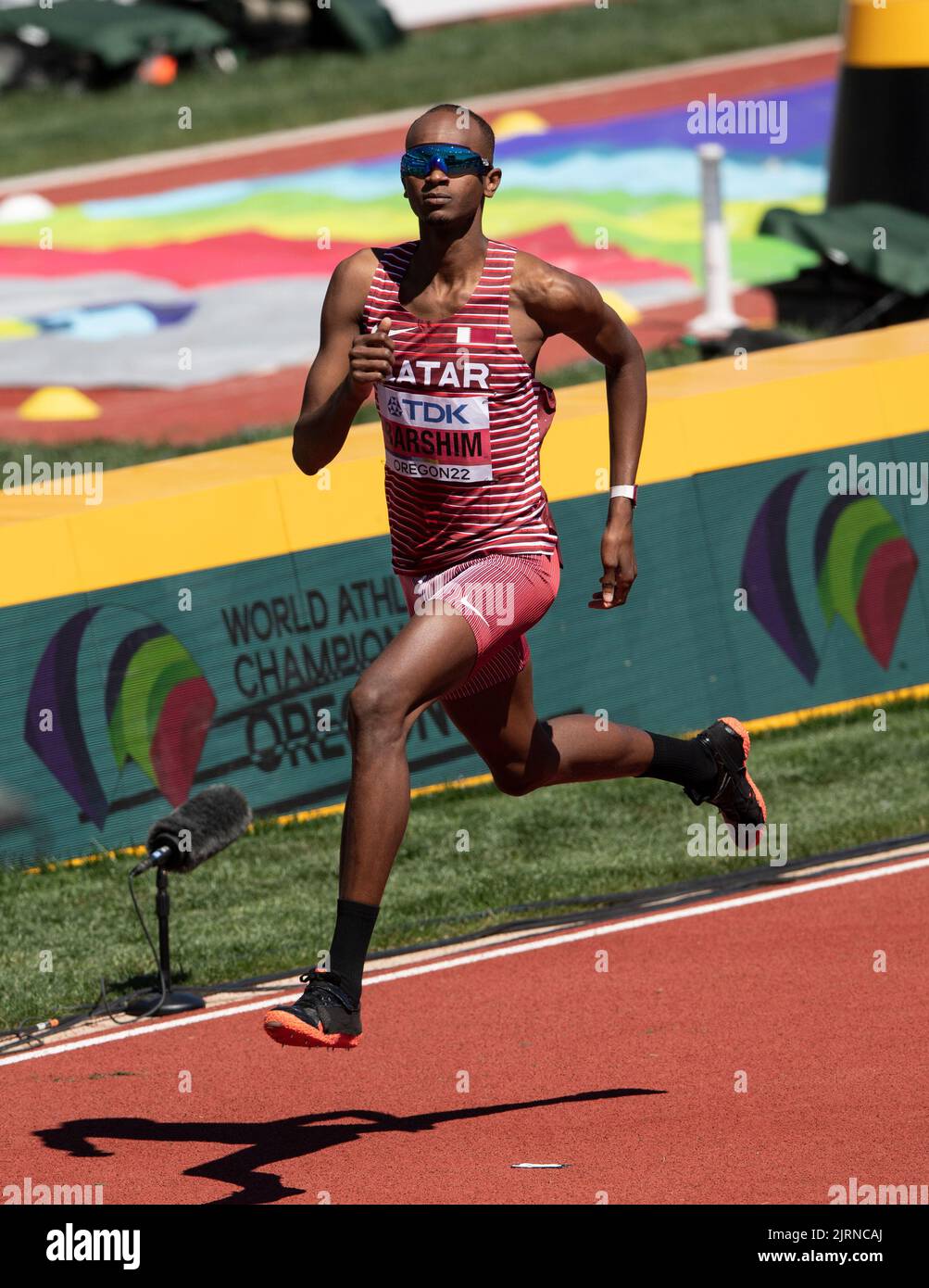Mutaz Essa Barshim of Qatar competing in the men’s high jump heats at ...