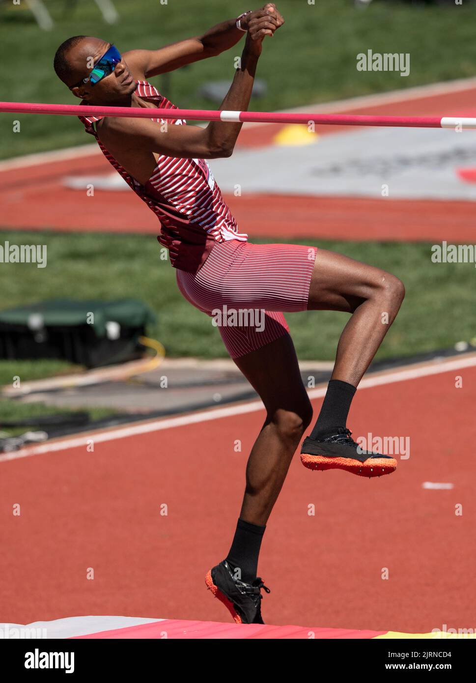Mutaz Essa Barshim of Qatar competing in the men’s high jump heats at ...