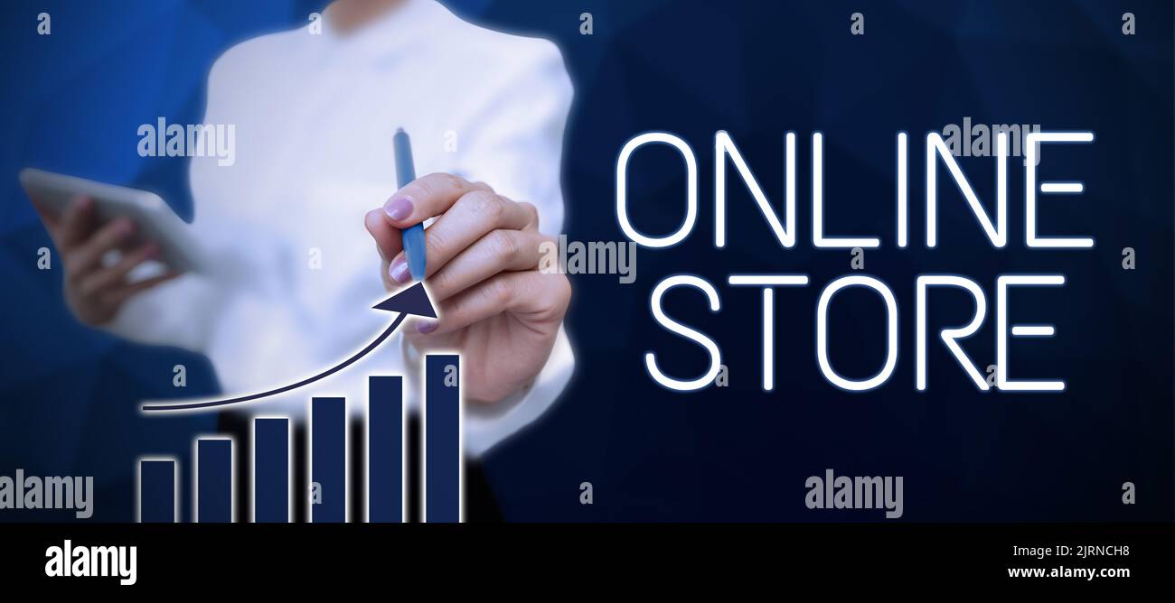 Conceptual caption Online Store. Business idea Internet related ...