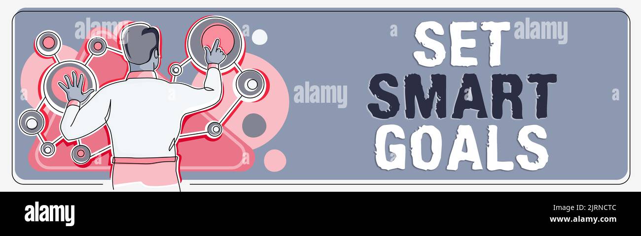 Sign displaying Set Smart Goals. Concept meaning Establish achievable ...
