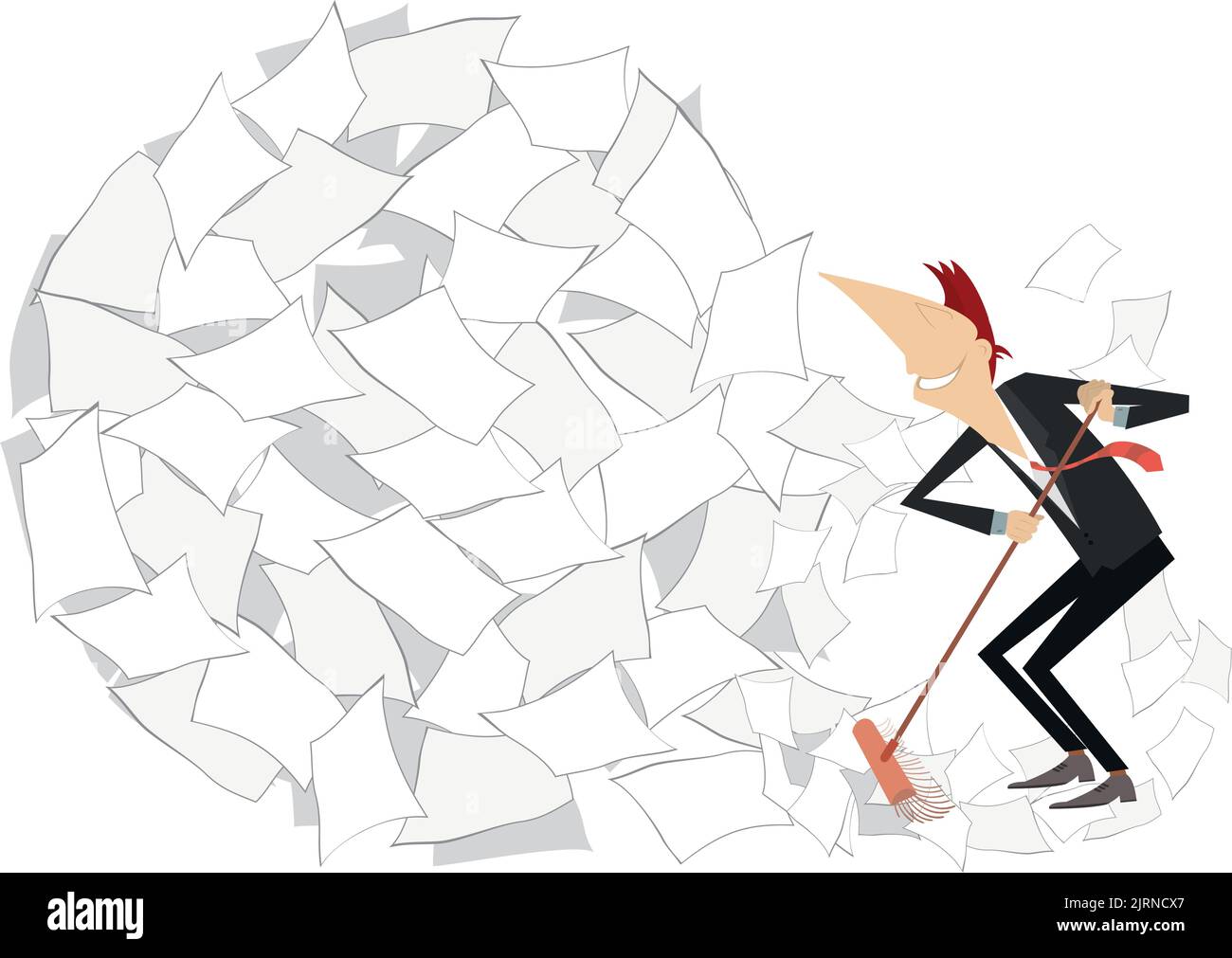 Cartoon smiling man tidying up illustration isolated. Cartoon smiling ...
