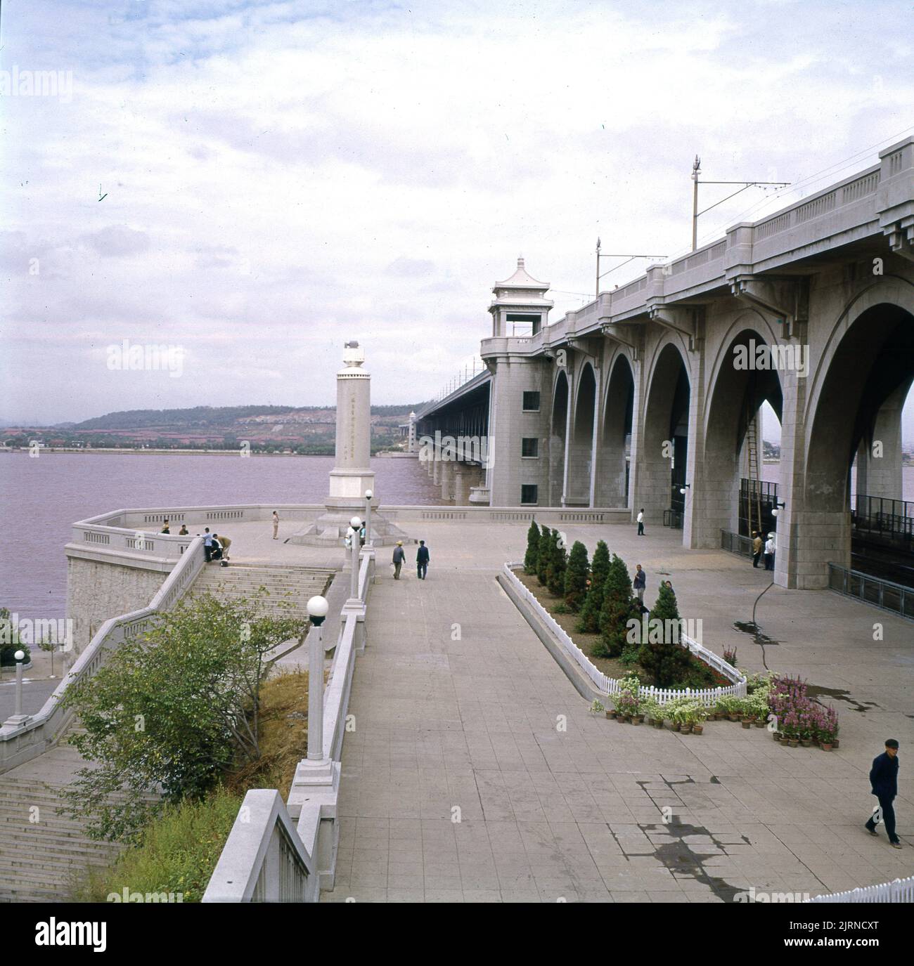 1960s, historical view of the Wuhan Yangtze Great Bridge across the ...