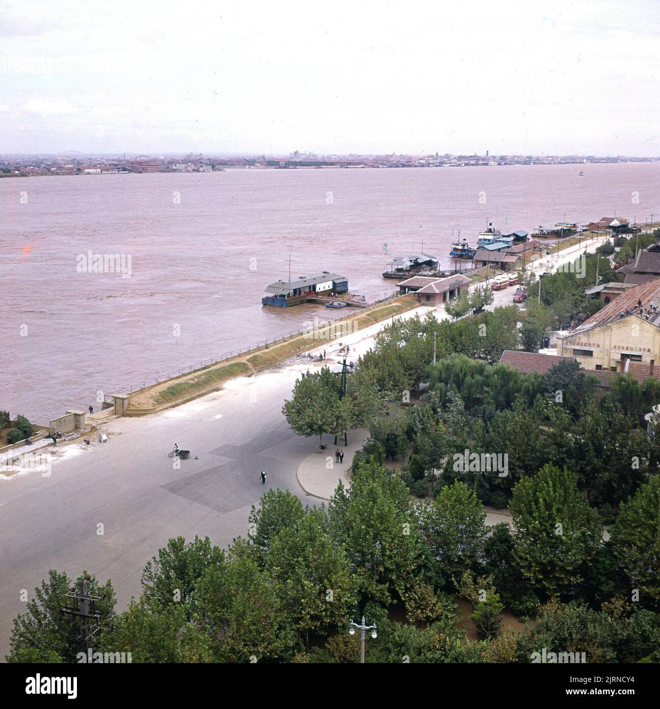1960s, historical view from this era, of the Yangtze River, at Wuhan ...