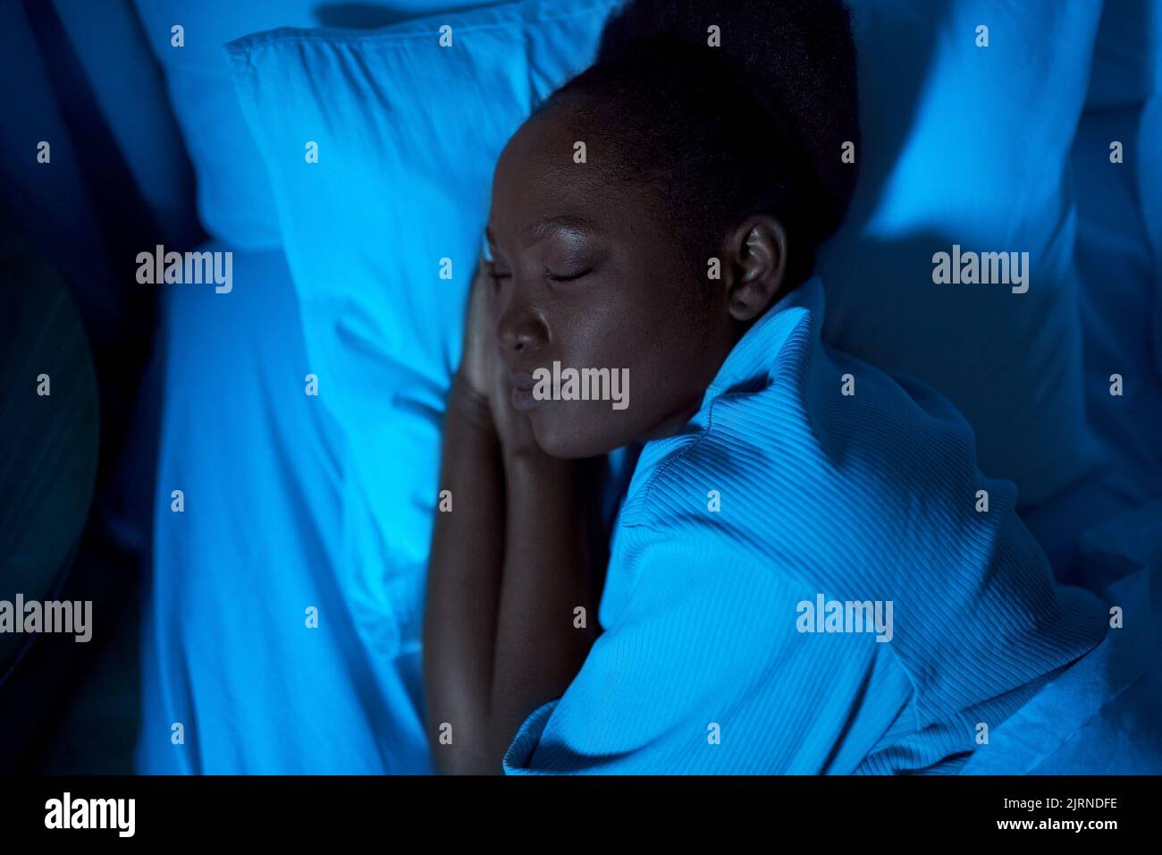 african woman sleeping in bed at home at night Stock Photo - Alamy