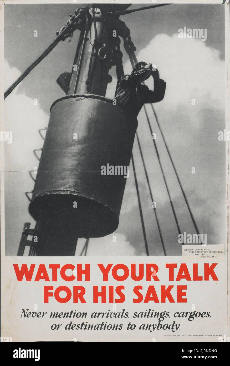 Poster, 'Watch your talk for his sake', Early 1940s, London, by Lowe ...