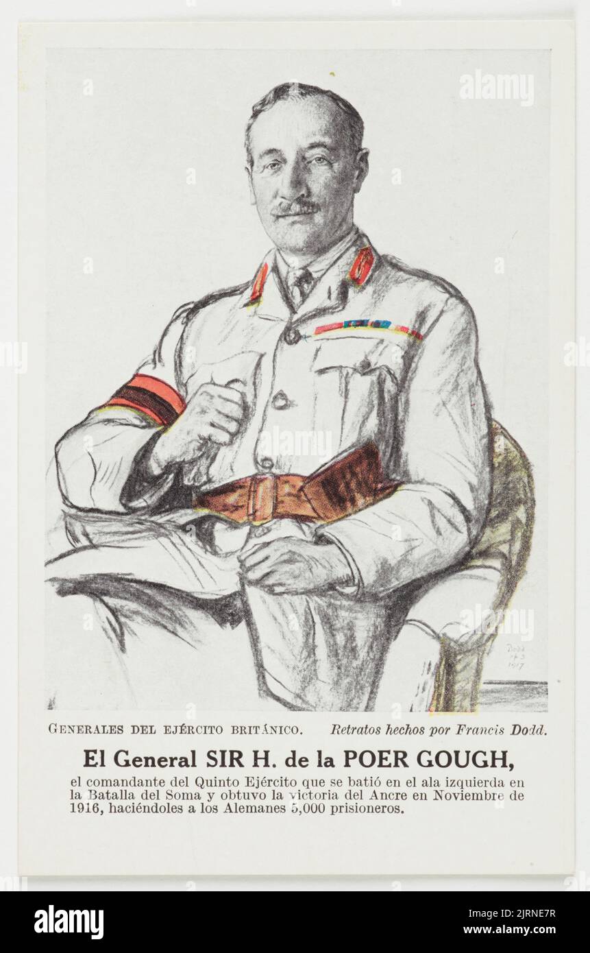 El General Sir H. de la Poer Gough, circa 1918, Spain, by Francis Dodd ...