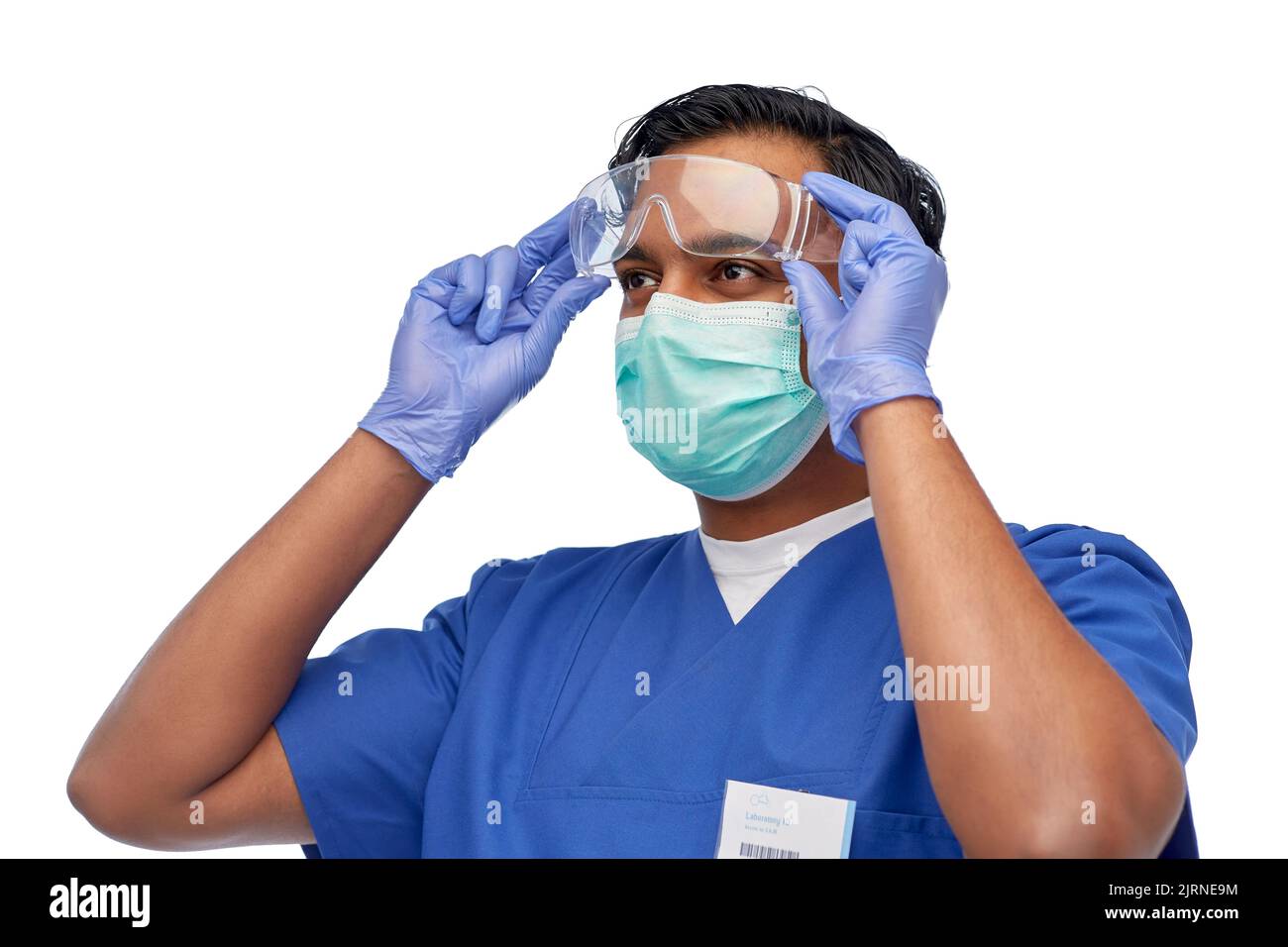 indian male doctor in blue uniform and mask Stock Photo - Alamy