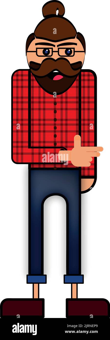 A happy cartoon male pointing right on a white background Stock Vector ...