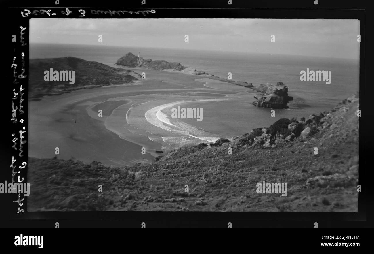 Castlepoint inlet and ridge from hill range, west of Castlepoint trig ...