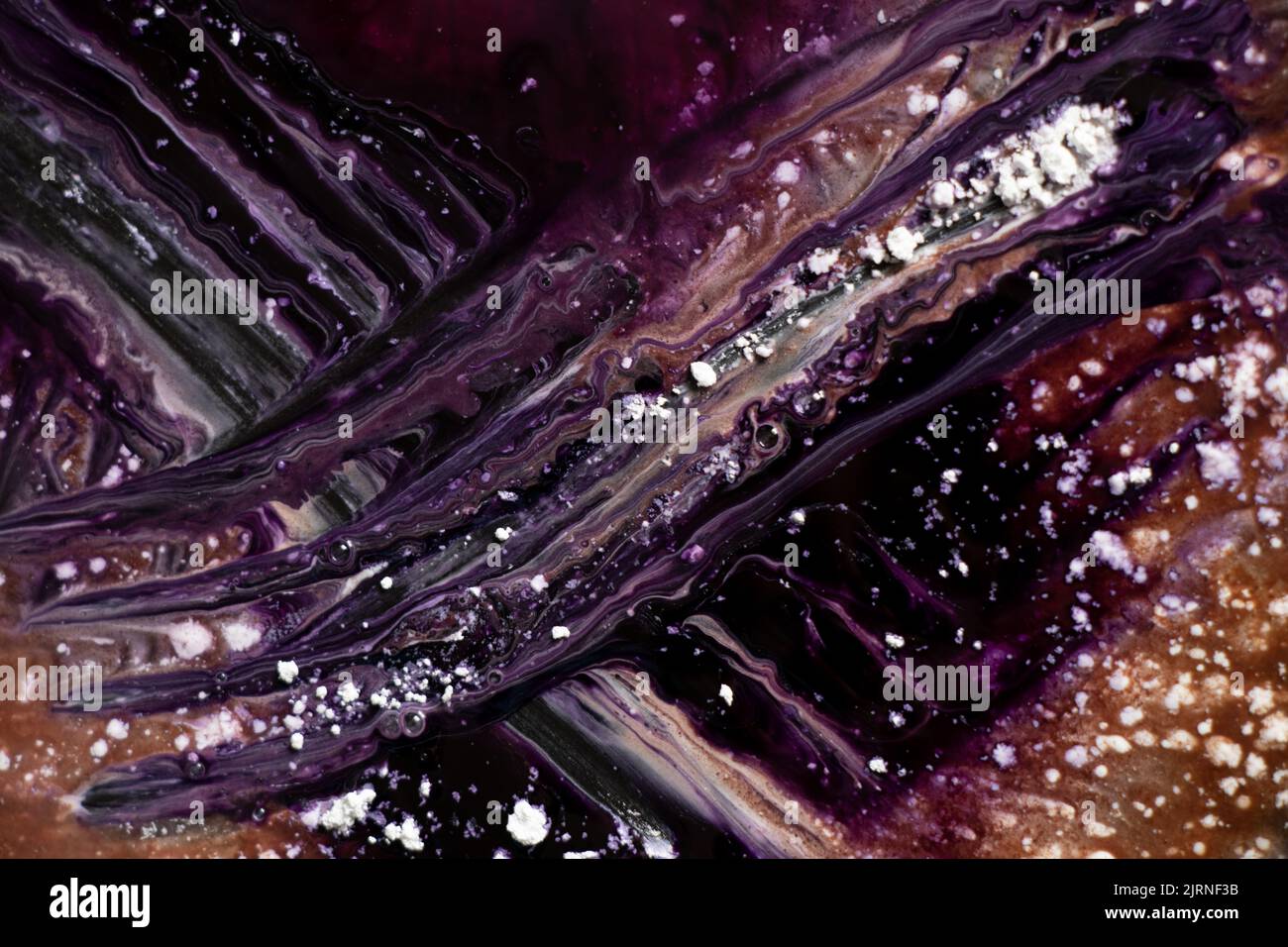 white and purple and brown paints mixed, abstract painting with smooth ...