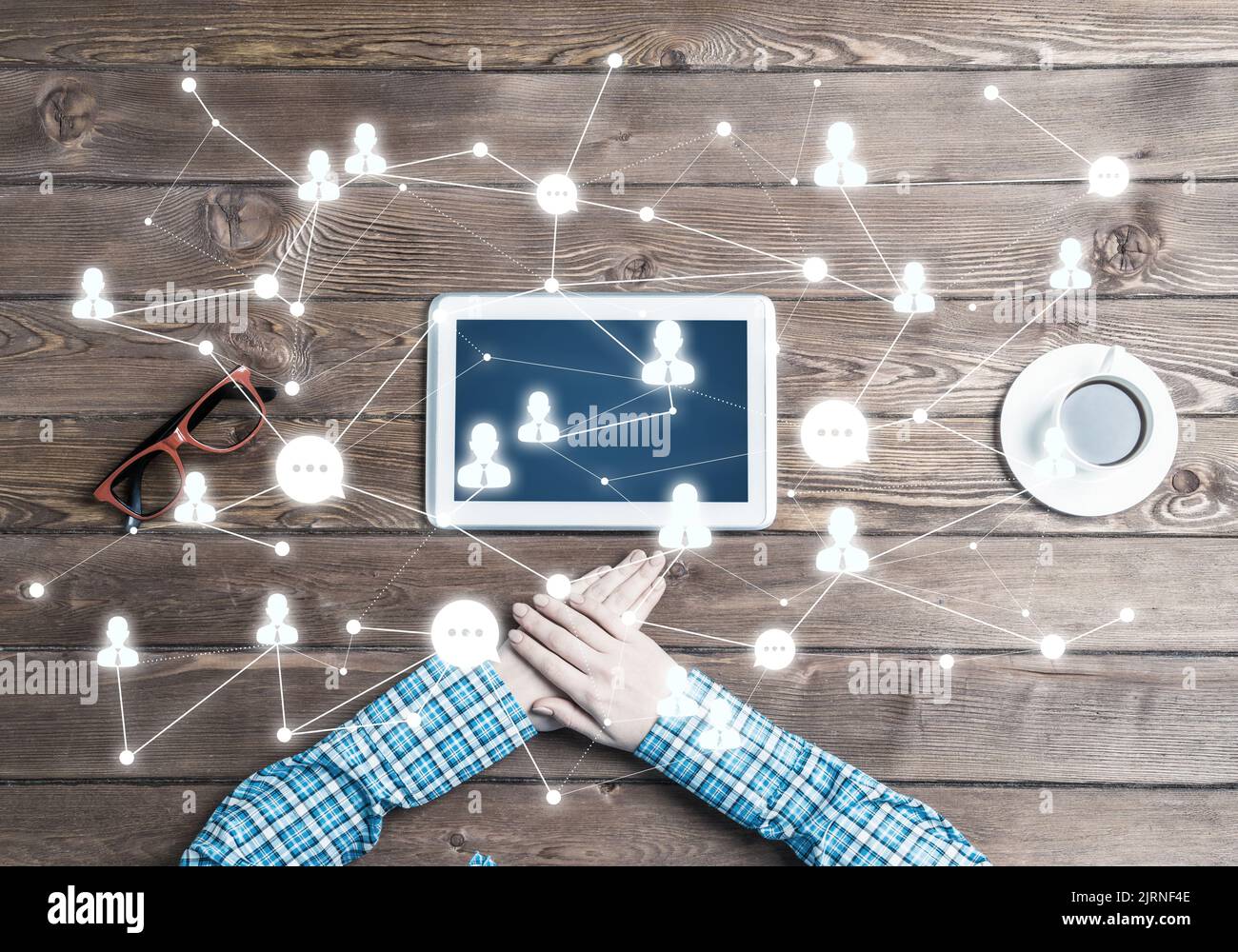 Concept of social communication and networking with social connection ...