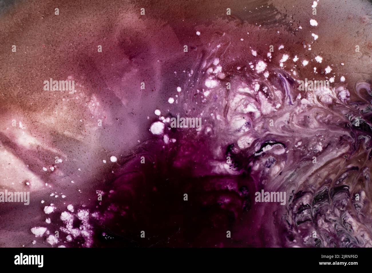 white and purple and brown paints mixed, abstract painting with smooth ...