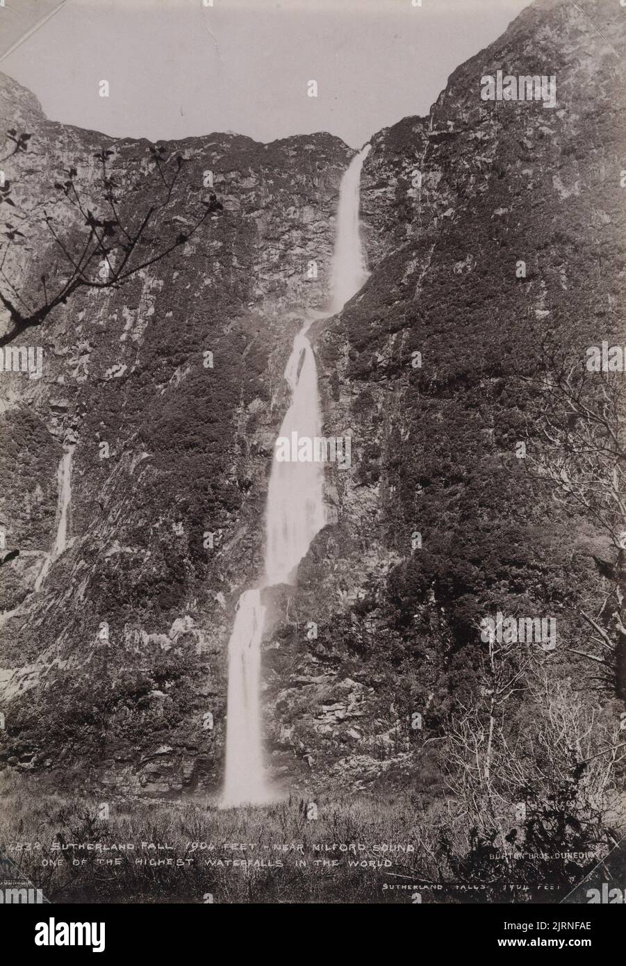 Sutherland Fall, 1904 feet, near Milford Sound. One of the highest ...