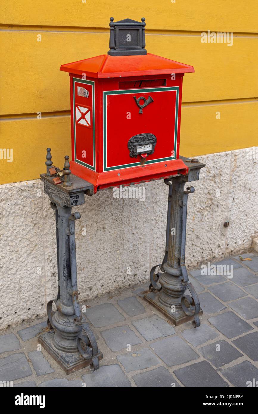 Budapest, Hungary - July 31, 2022: Traditional Red Mail Box With Iron ...