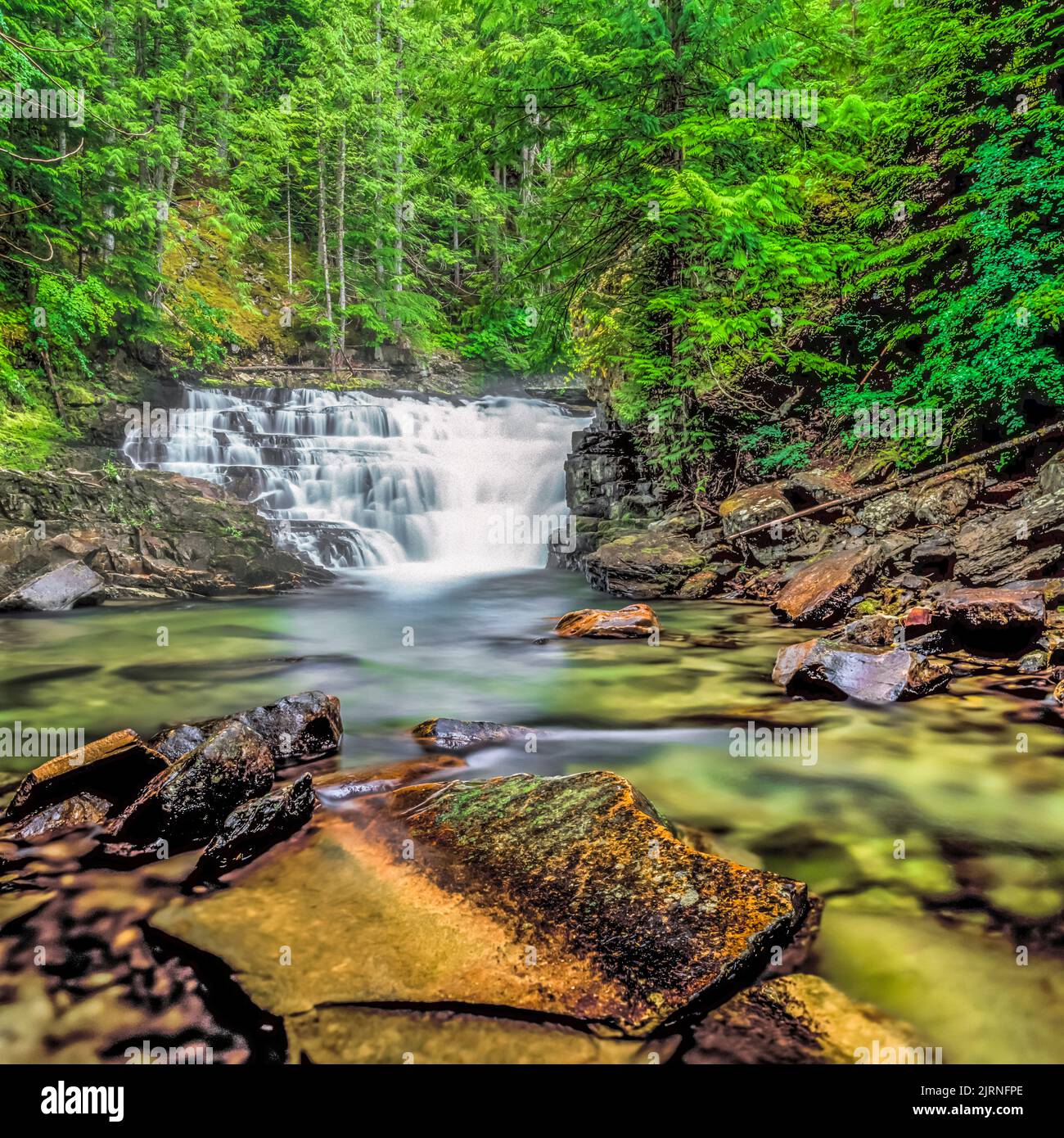 waterfall on ross creek in kootenai national forest near troy, montana ...