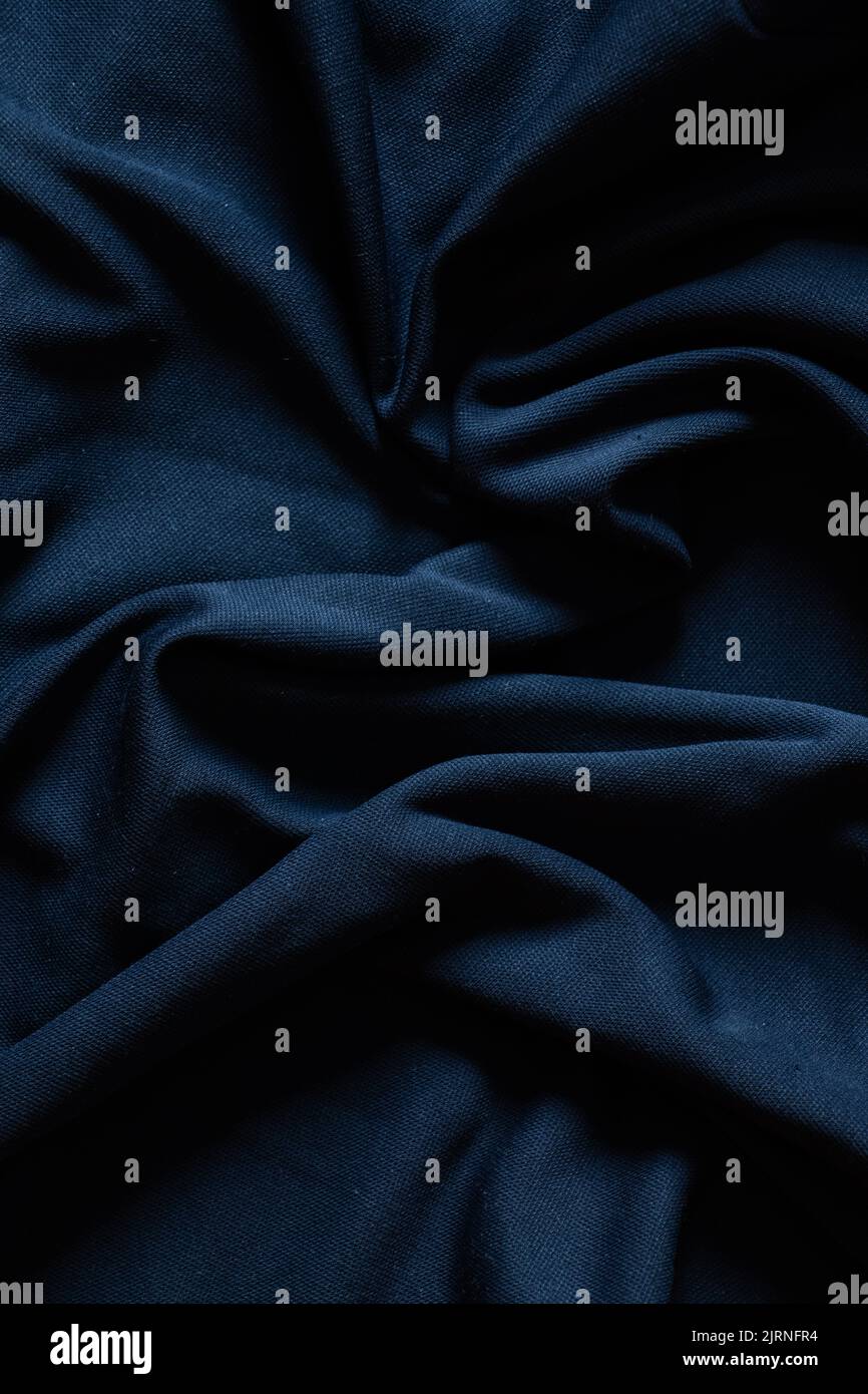 dark blue wrinkled fabric as background, blue fabric background ...