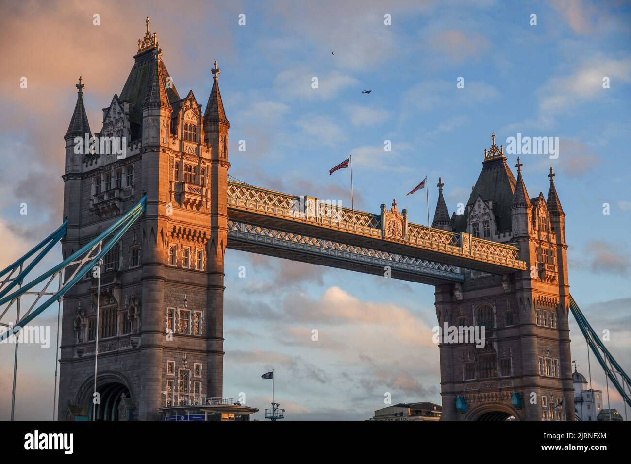 A scenic view of Tower Bridge at sunset in London, the UK Stock Photo ...