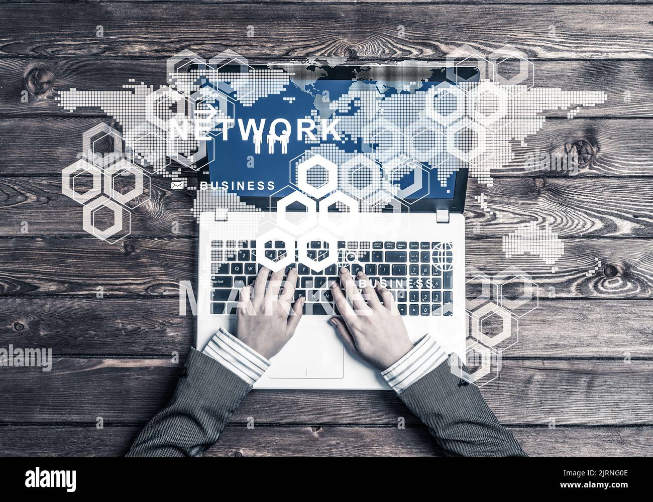 Business workplace with laptop device and media user interface Stock ...