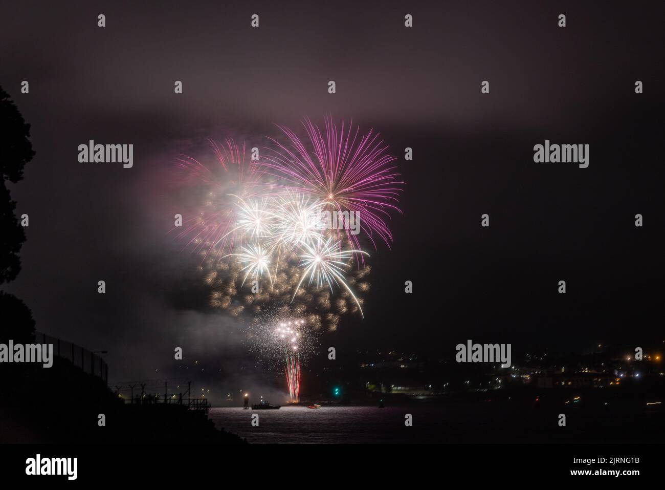 Firework explosions over the harbour from Devil's Point as part of 2022 ...