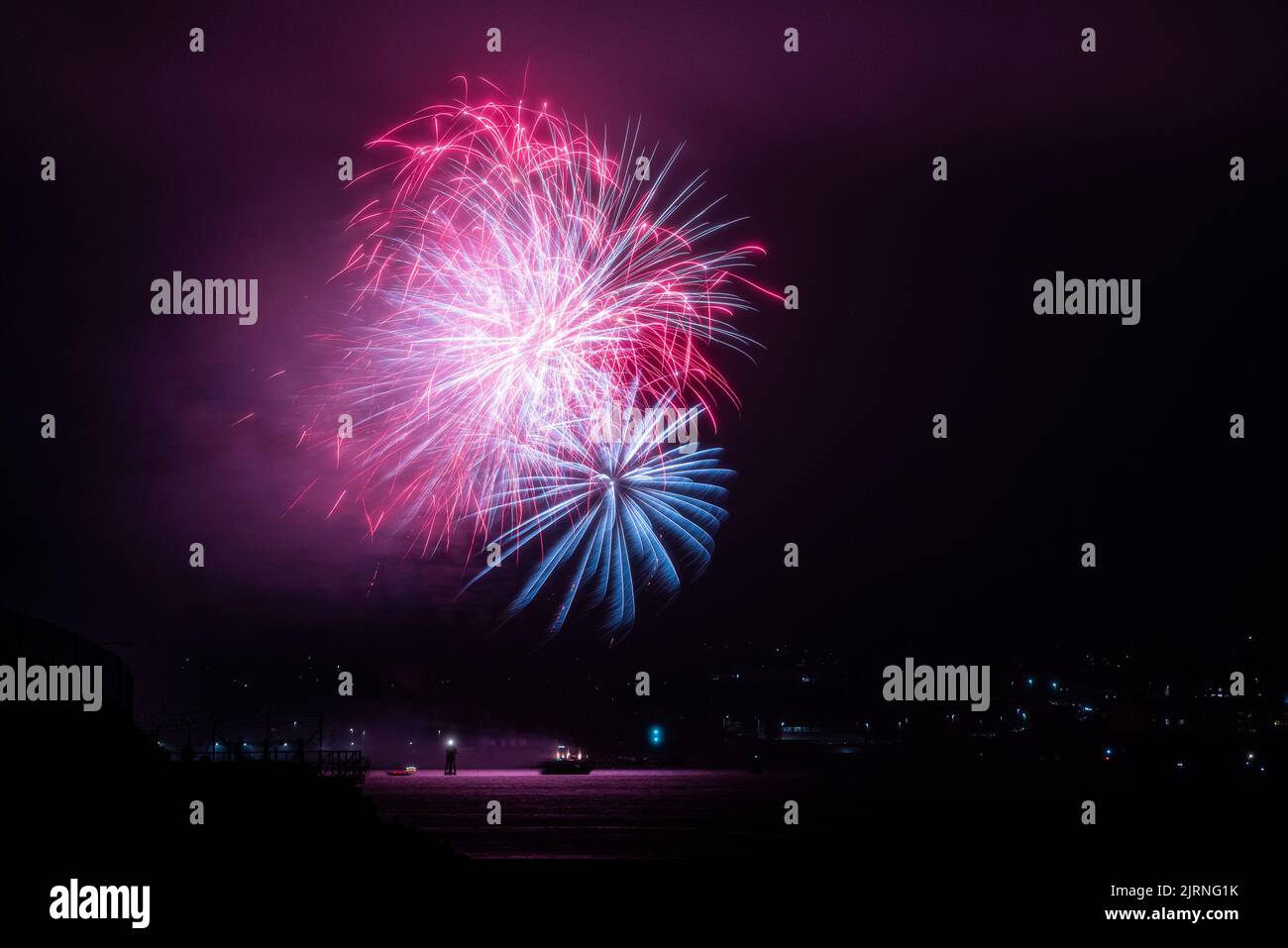 Firework explosions over the harbour from Devil's Point as part of 2022 ...
