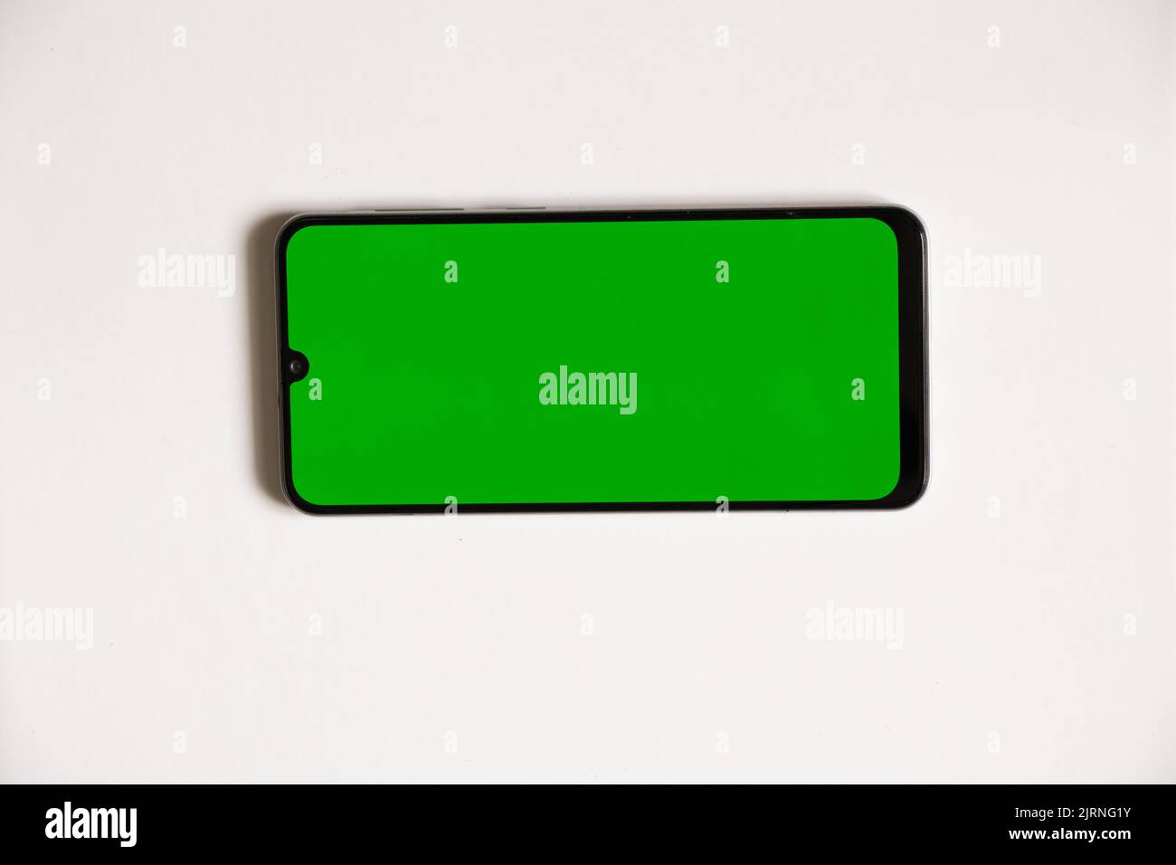 phone with green screen on isolated background, mobile phone, place for ...