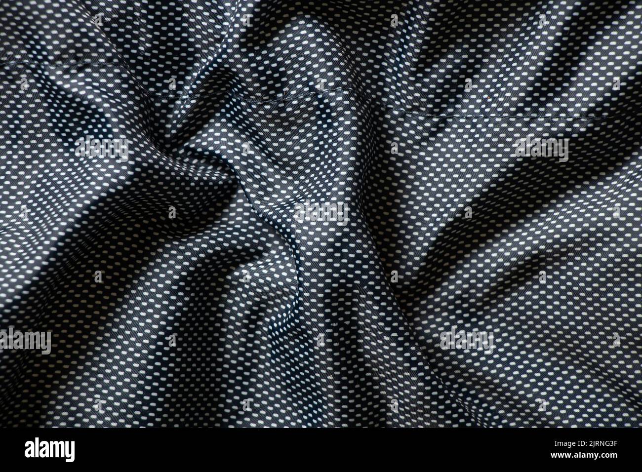 polyester blue fabric in small dot as background, blue wrinkled fabric ...