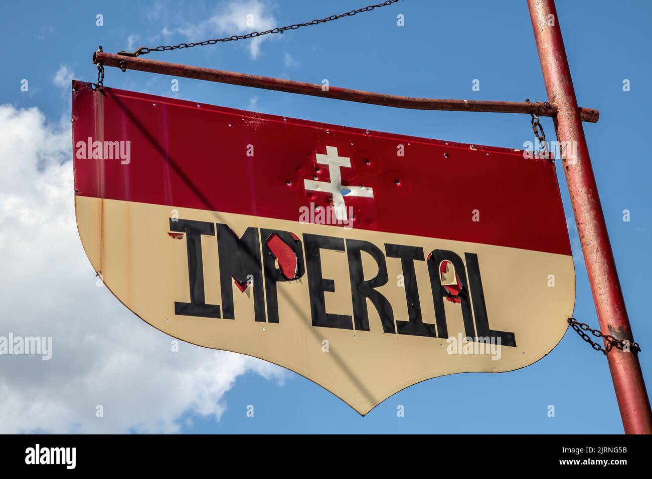 Vintage Imperial gas station sign on a summer day in Orrock, Minnesota ...