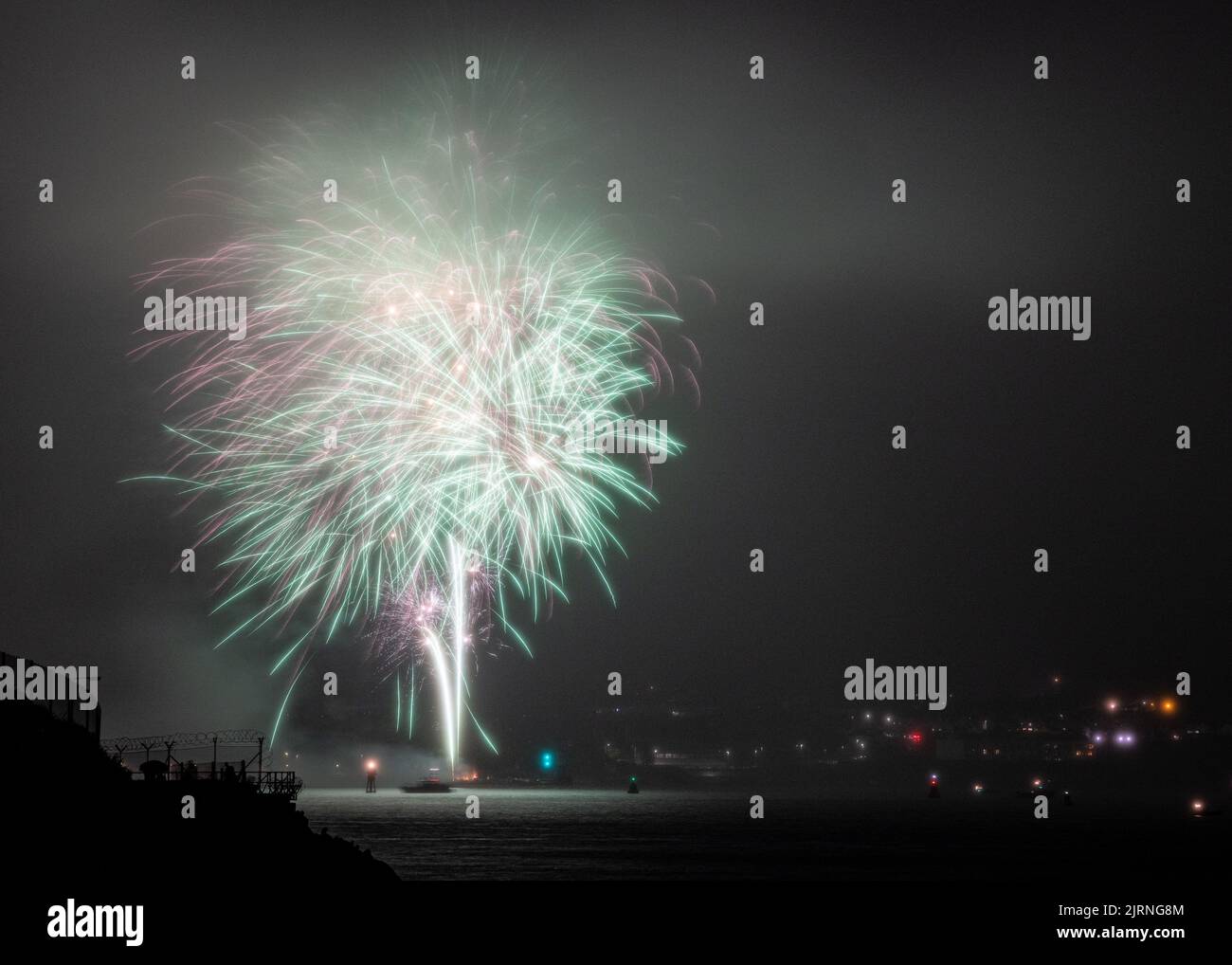 Firework explosions over the harbour from Devil's Point as part of 2022 ...