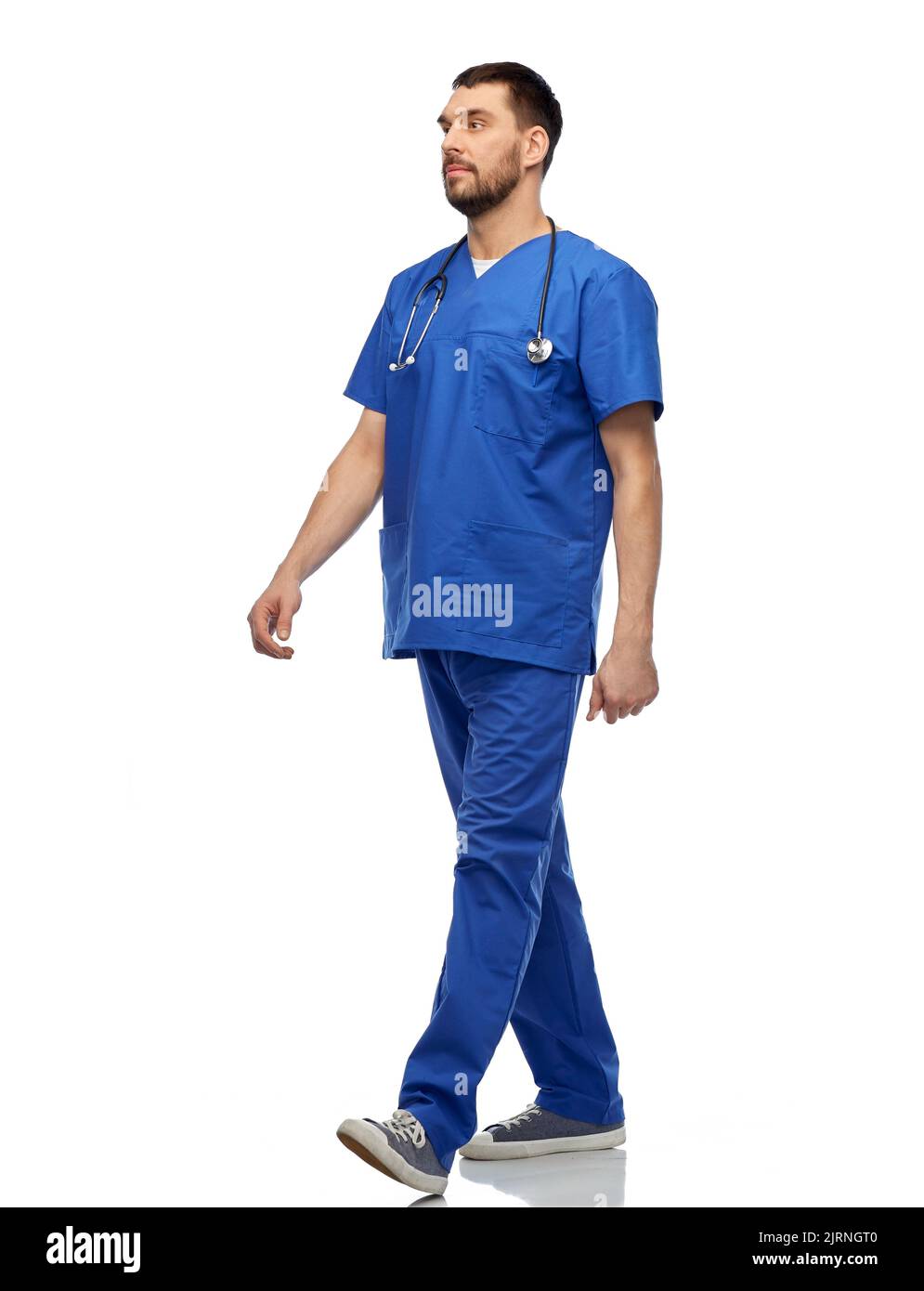 doctor or male nurse with stethoscope walking Stock Photo - Alamy