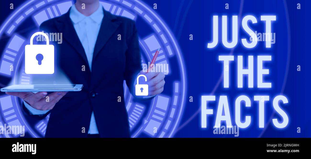 Inspiration showing sign Just The Facts. Business showcase Give the ...