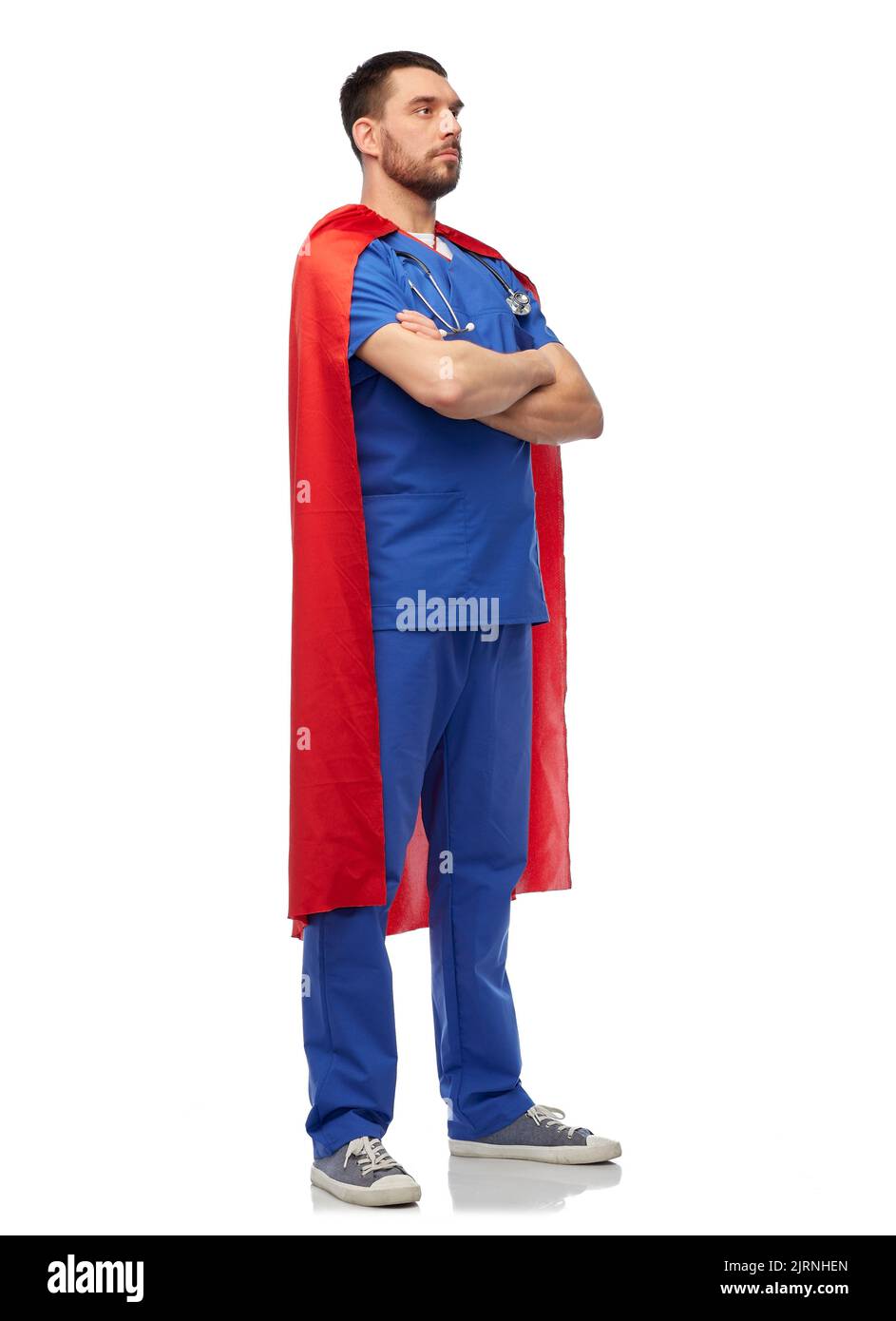 Superhero in white blue Cut Out Stock Images & Pictures - Alamy