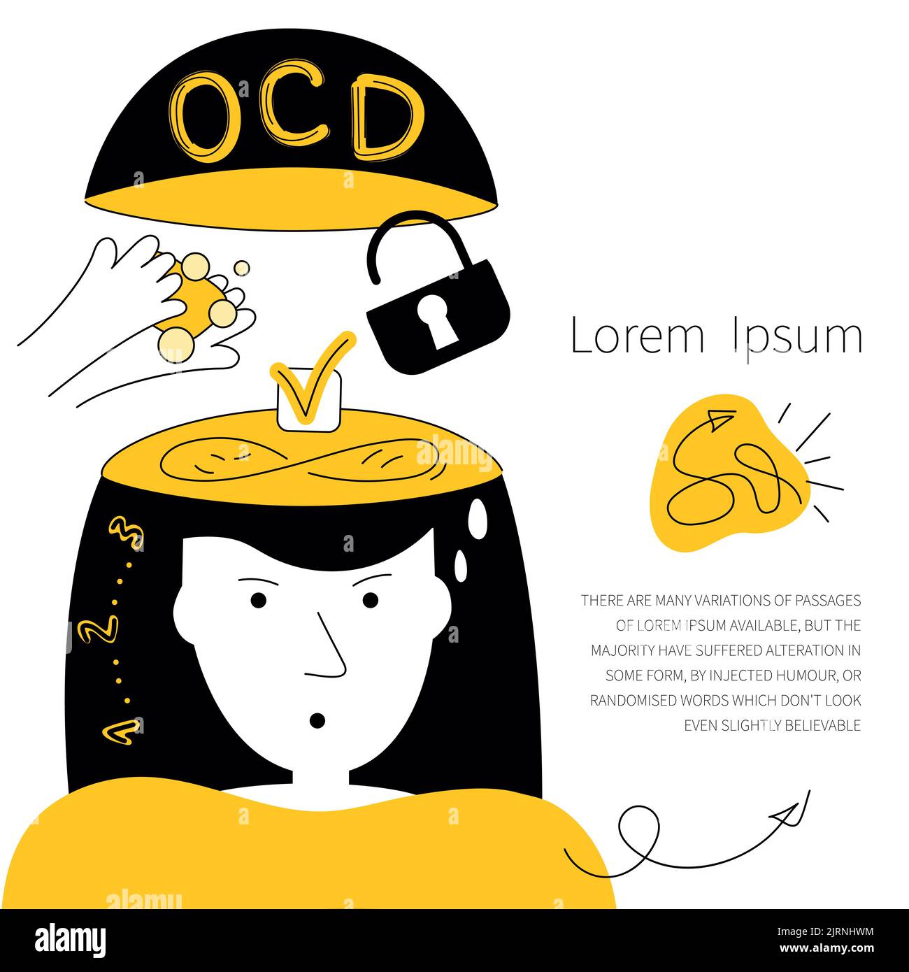 Concept of OCD symptoms with the women has fear and intrusive thoughts ...