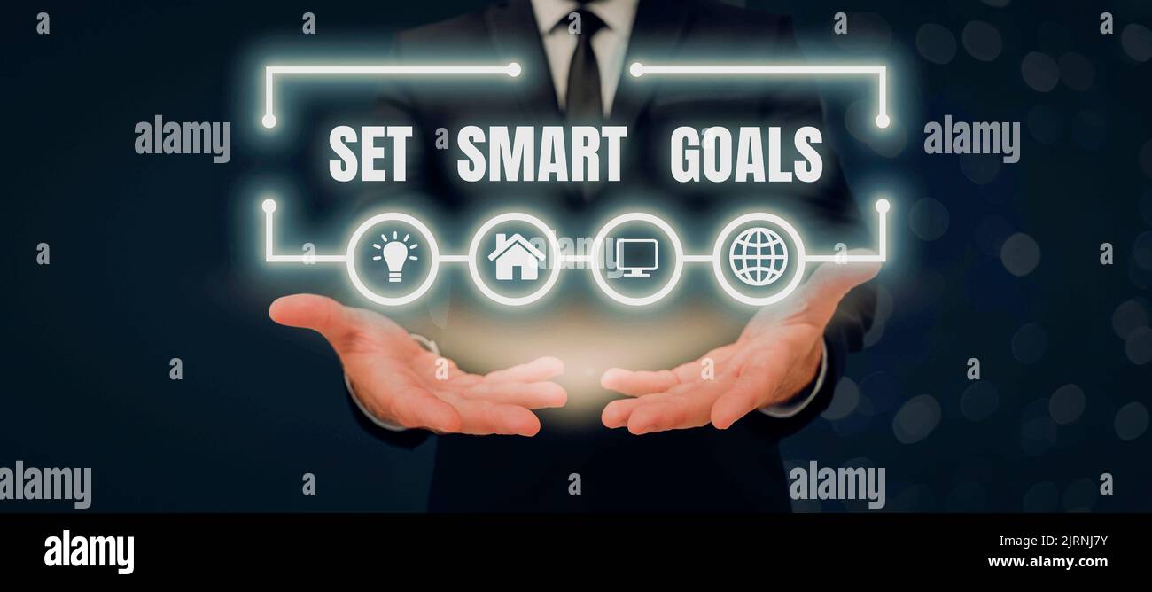 Inspiration showing sign Set Smart Goals. Word Written on Establish ...