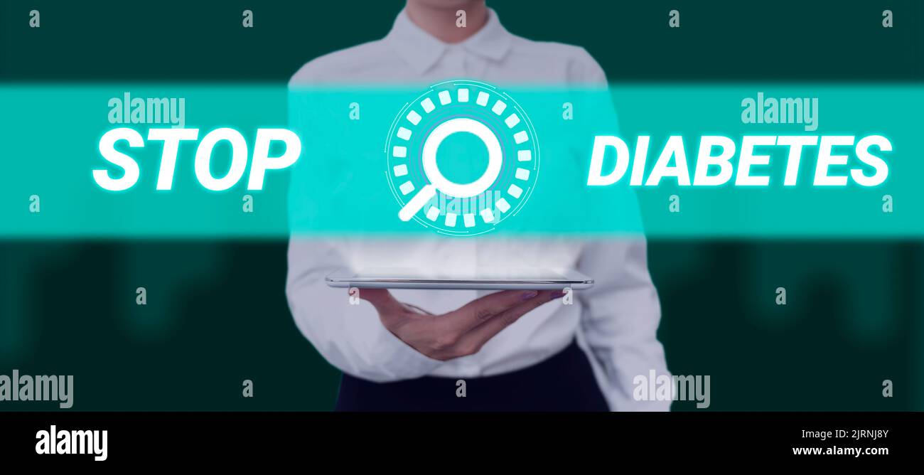 Text caption presenting Stop Diabetes. Business approach Take care of ...