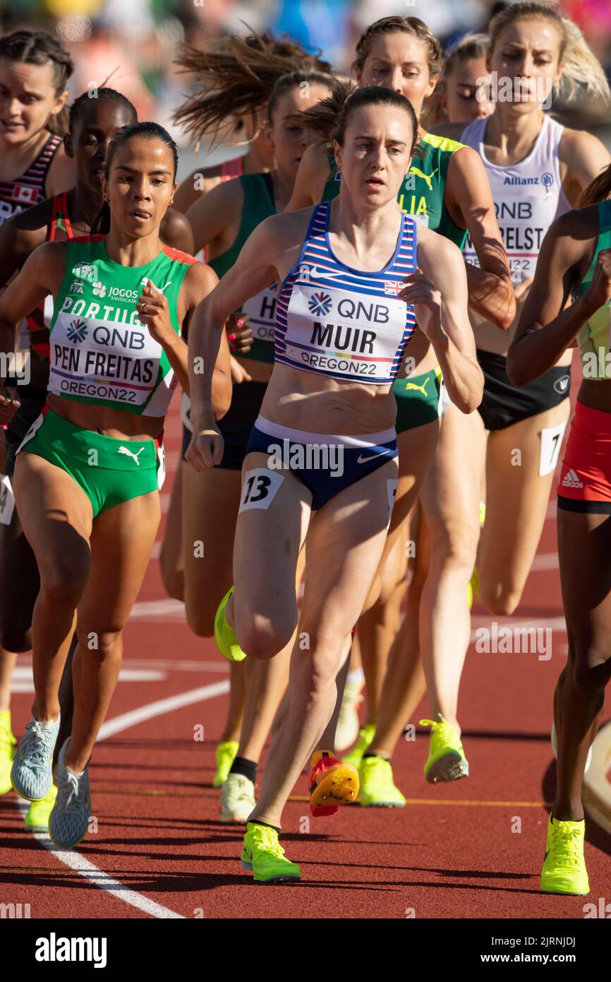 Laura Muir of GB&NI competing in the women’s 1500m heats at the World ...