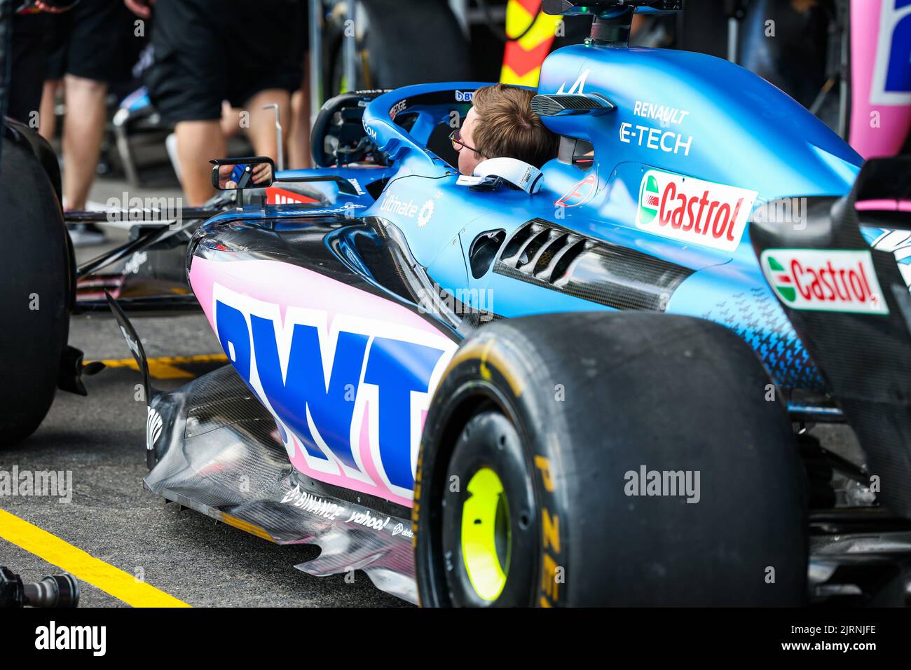 Alpine F1 Team A522, mechanical detail of side pods and diffusor during ...