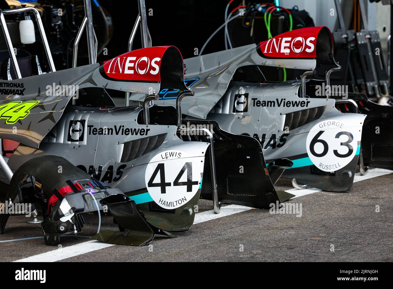 Mercedes AMG F1 Team W13, mechanical detail of engine covers during the ...