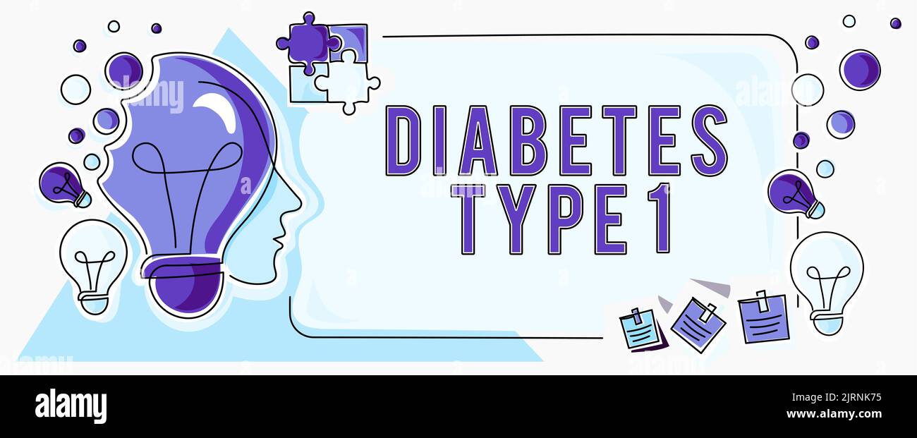 Conceptual caption Diabetes Type 1. Business concept condition in which ...