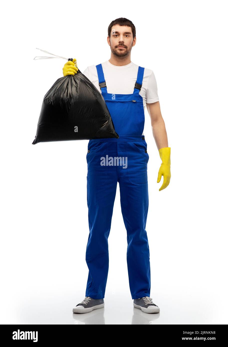 male worker or cleaner with garbage bag Stock Photo - Alamy