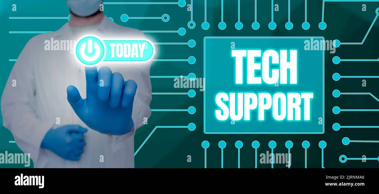 Hand writing sign Tech Support. Business concept Help given by ...