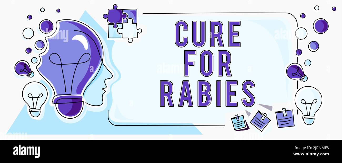 Conceptual display Cure For Rabies. Business idea Vaccination medicines ...