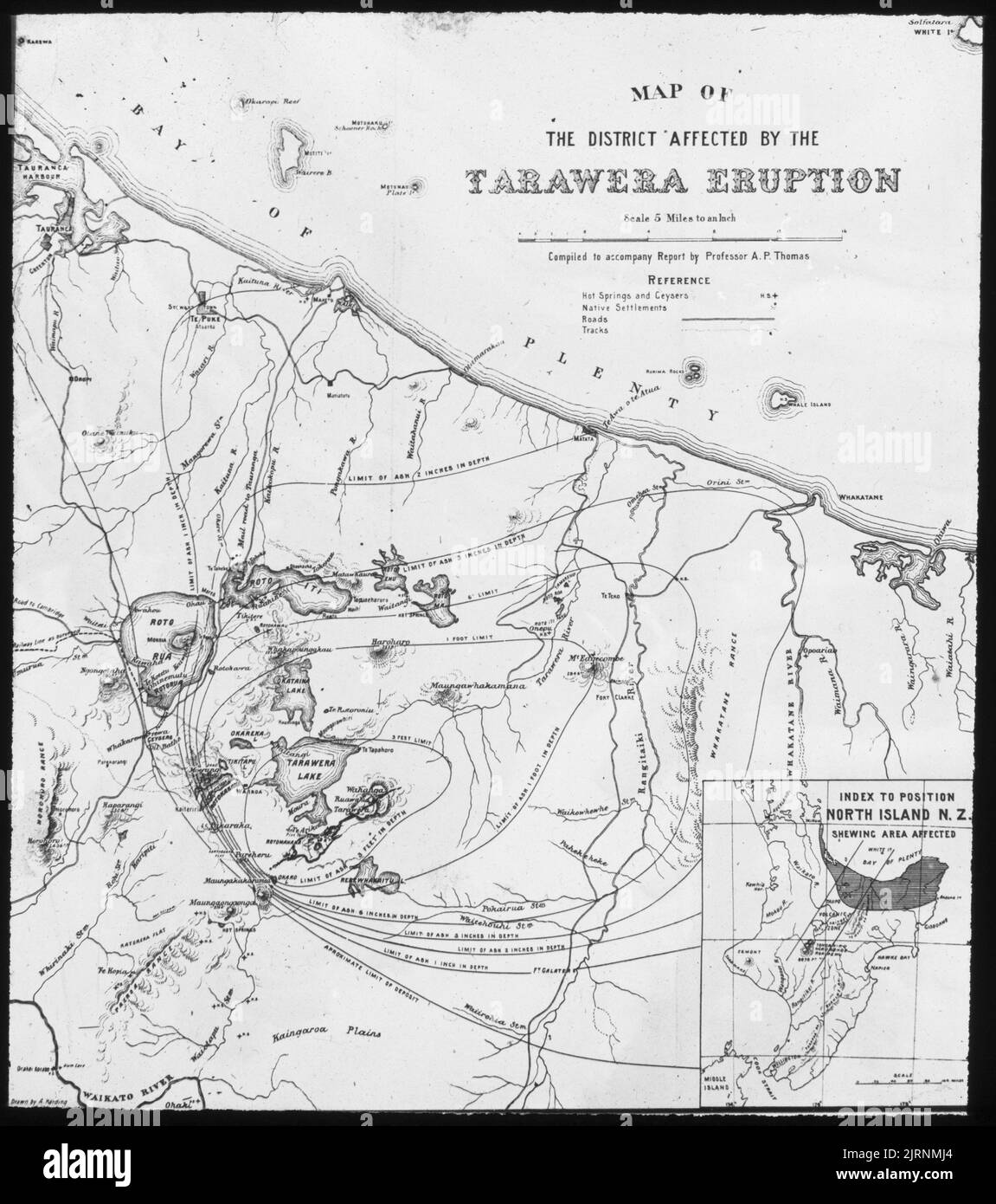 Map of the District Affected by the Tarawera Eruption Stock Photo - Alamy