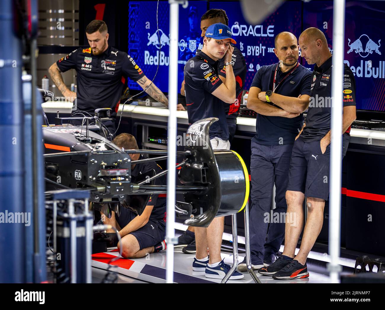 SPA - Max Verstappen (Oracle Red Bull Racing) talks to engineer ...