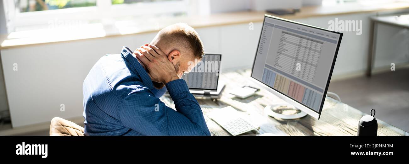 Young Man With Back Pain. Bad Office Posture Stock Photo - Alamy