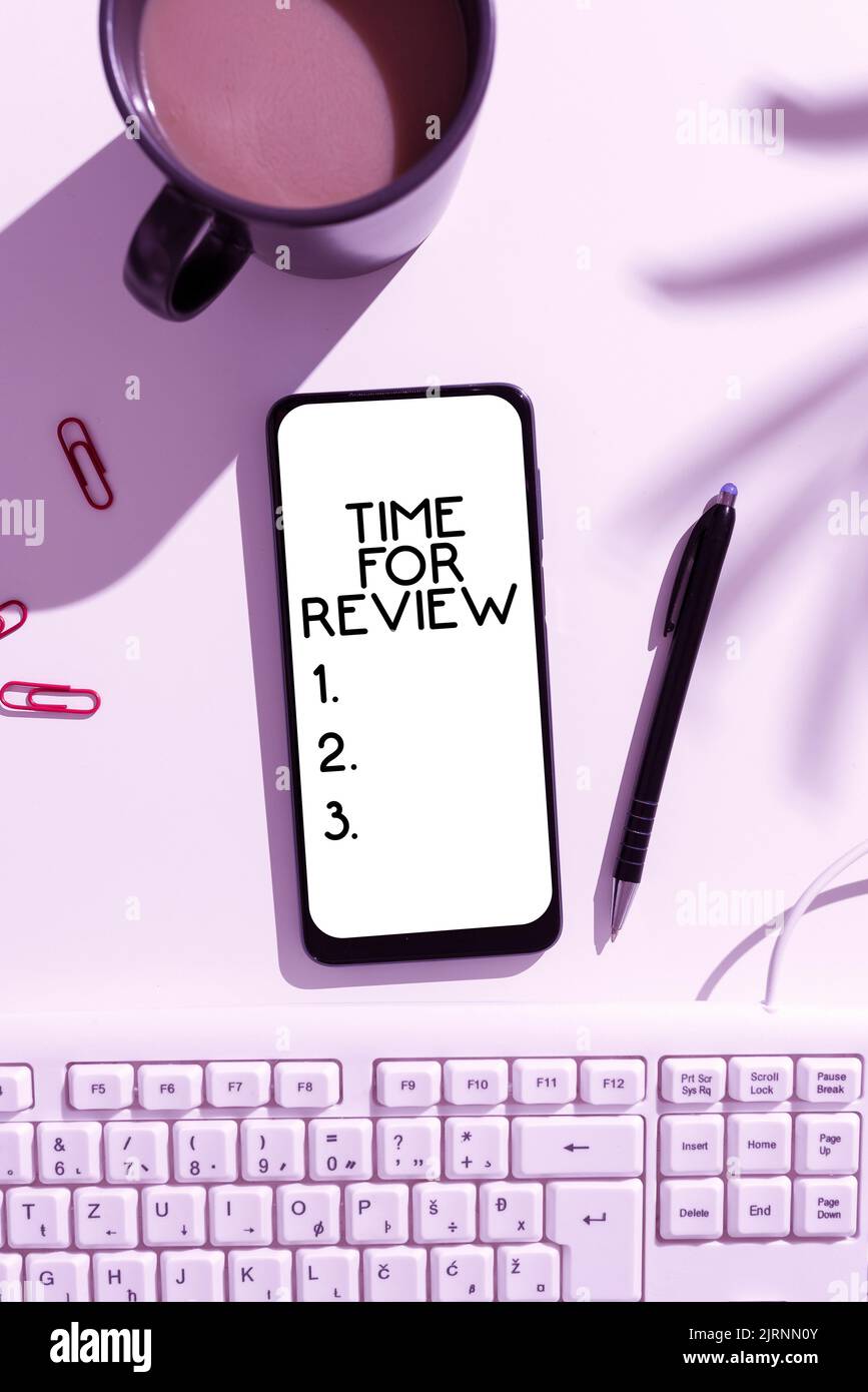 Text caption presenting Time For Review. Internet Concept Evaluation ...